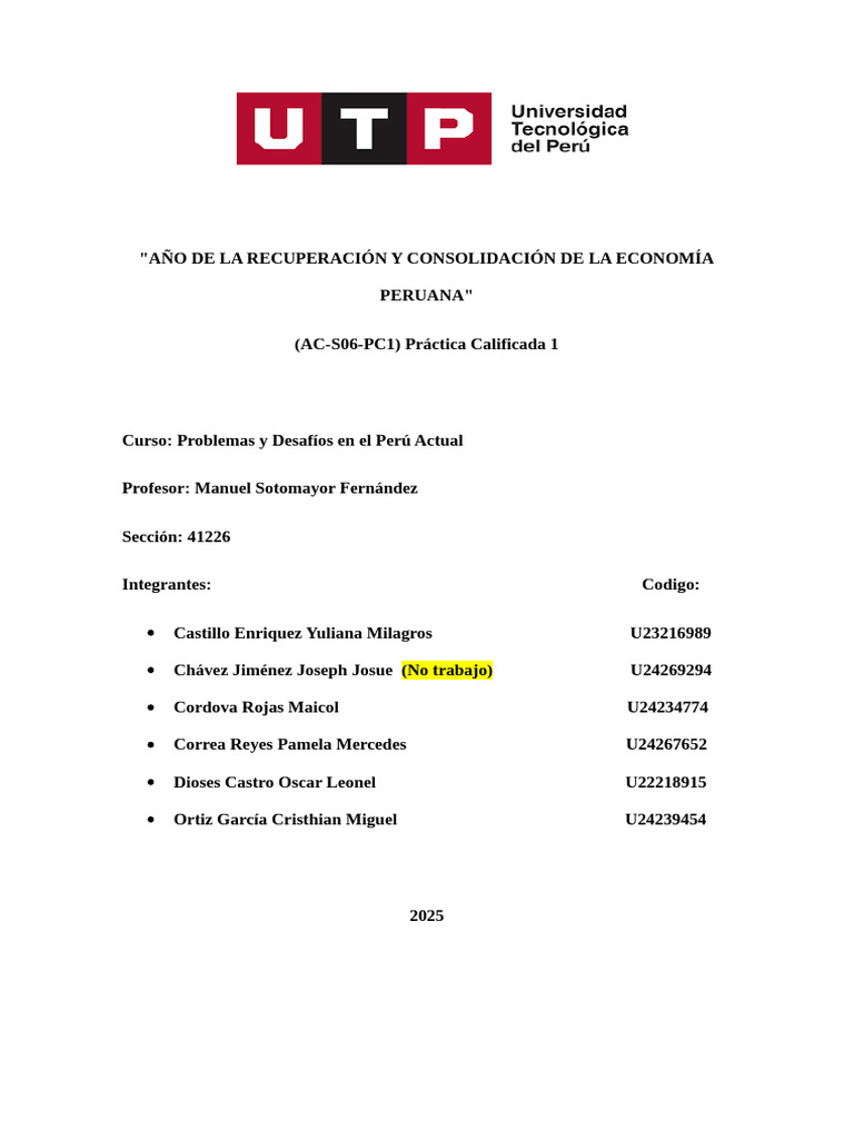 Problemas y Desafios pc1 F | PDF | Perú | Teoría de la modernización
