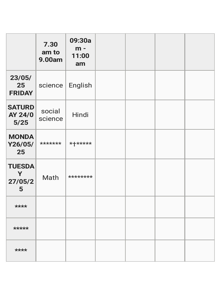 Paramount Academy Exam Schedule (PT1)2025 10May25 110453 | PDF