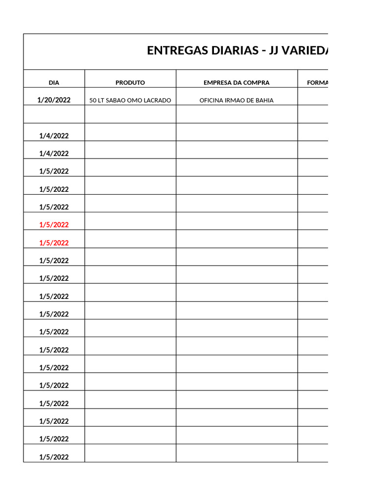 Entregas Diarias | PDF