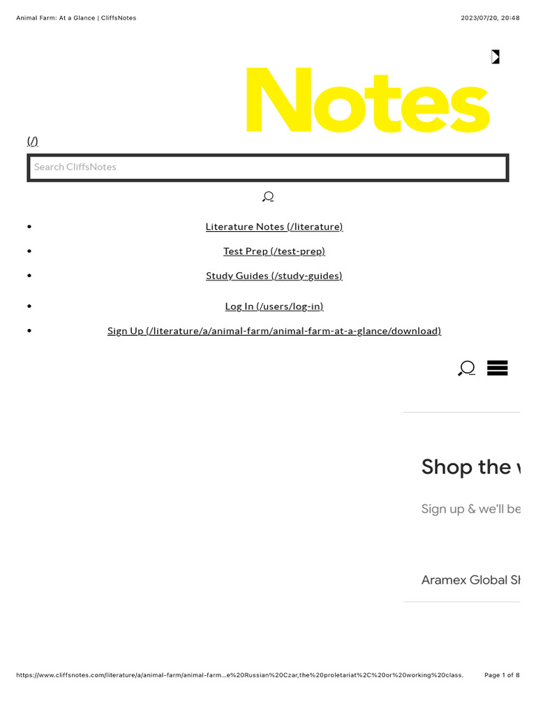 Animal Farm: at A Glance - CliffsNotes | PDF | Fictional Pigs | English ...