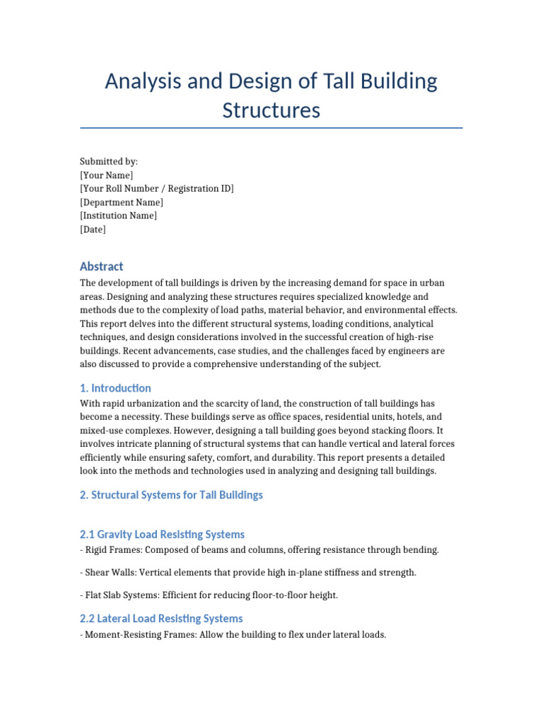 Tall Building Design and Analysis Guide | PDF | Structural Load | Truss