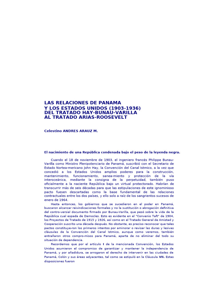 Tratado Hay-Bunau-Varilla: Impacto y Legado | PDF | Panamá | Los ...