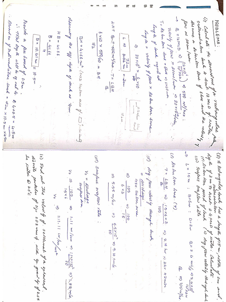 Water and Water Water Engineering - 3rd Internals | PDF