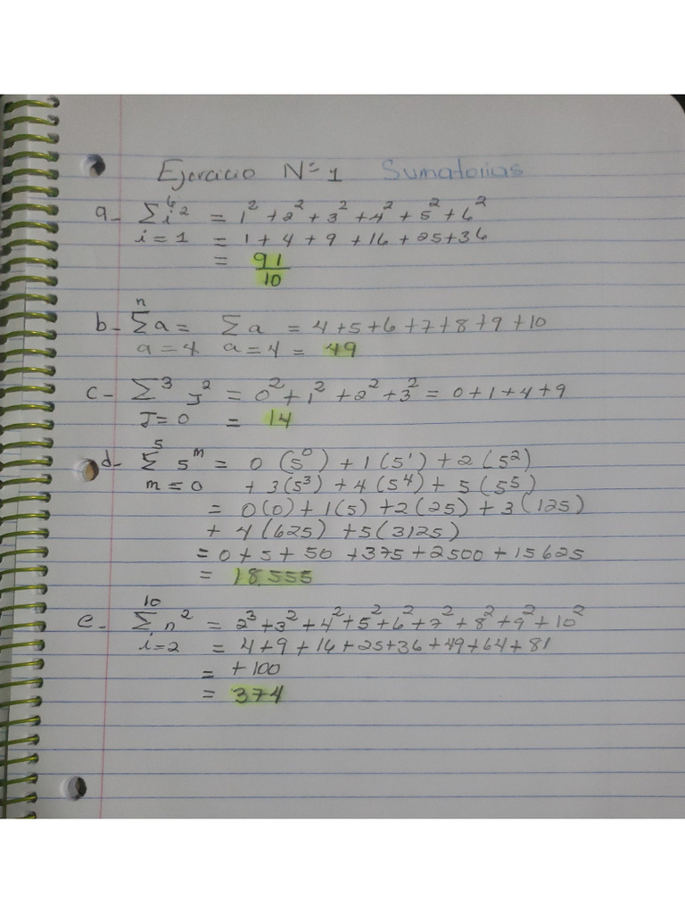 EJERCICIO SUMATORIAS - Isaac Rios | PDF