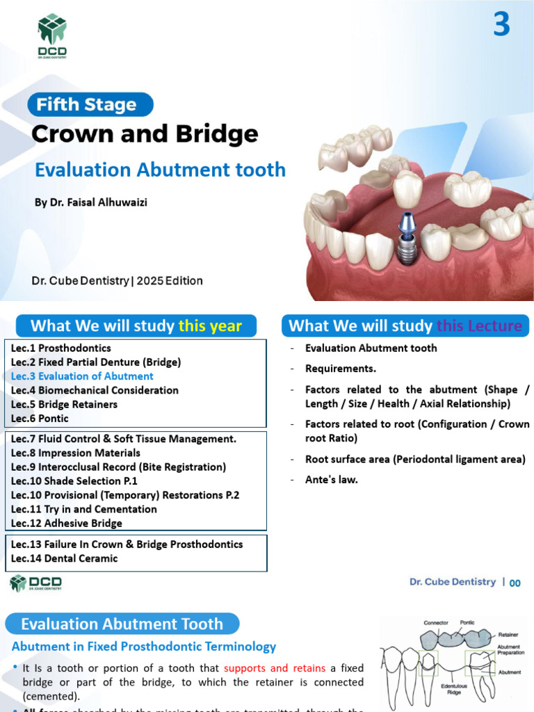 Crown5 Lec.3 Evaluation Abutment Tooth | PDF | Periodontology | Dental ...