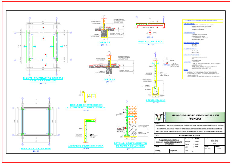 Plano de Estructura UBS - A1 | PDF | Elementos arquitectónicos | Ingeniería de Edificación