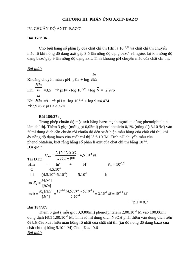 CHNG III PHN NG Axit Bazo 1 | PDF
