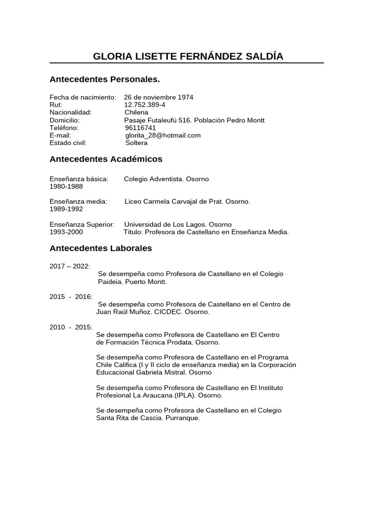 Curriculum Vitae Actualizado. | PDF