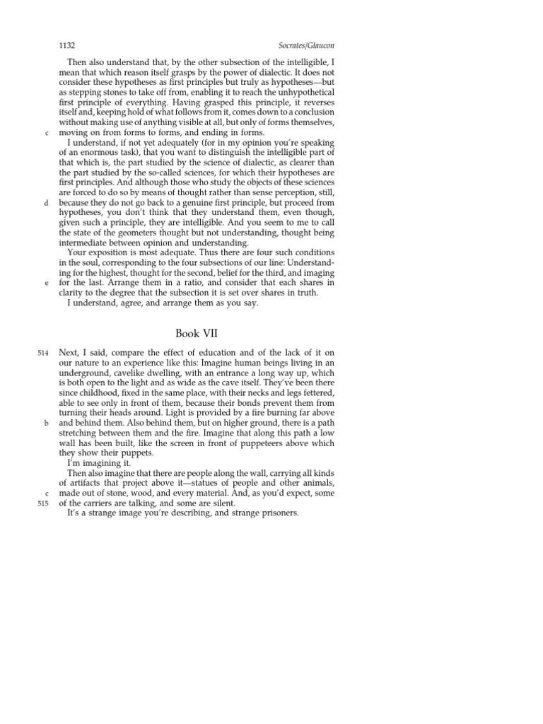 Plato's Republic, Allegory of The Cave | PDF