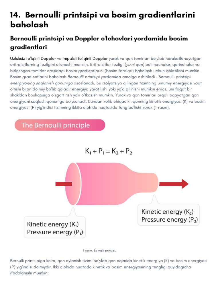 Bernulli Printsipi Va Bosim Gradientlarini Baholash | PDF