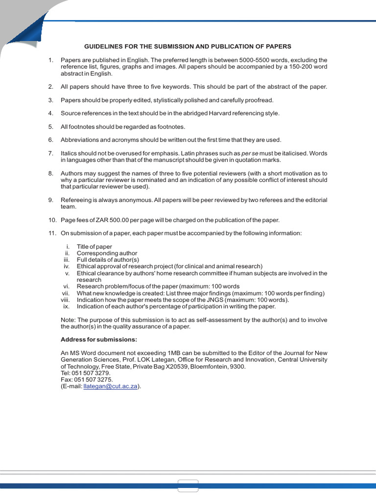 Guidelines For The Submission and Publication of Papers: Per Se | PDF