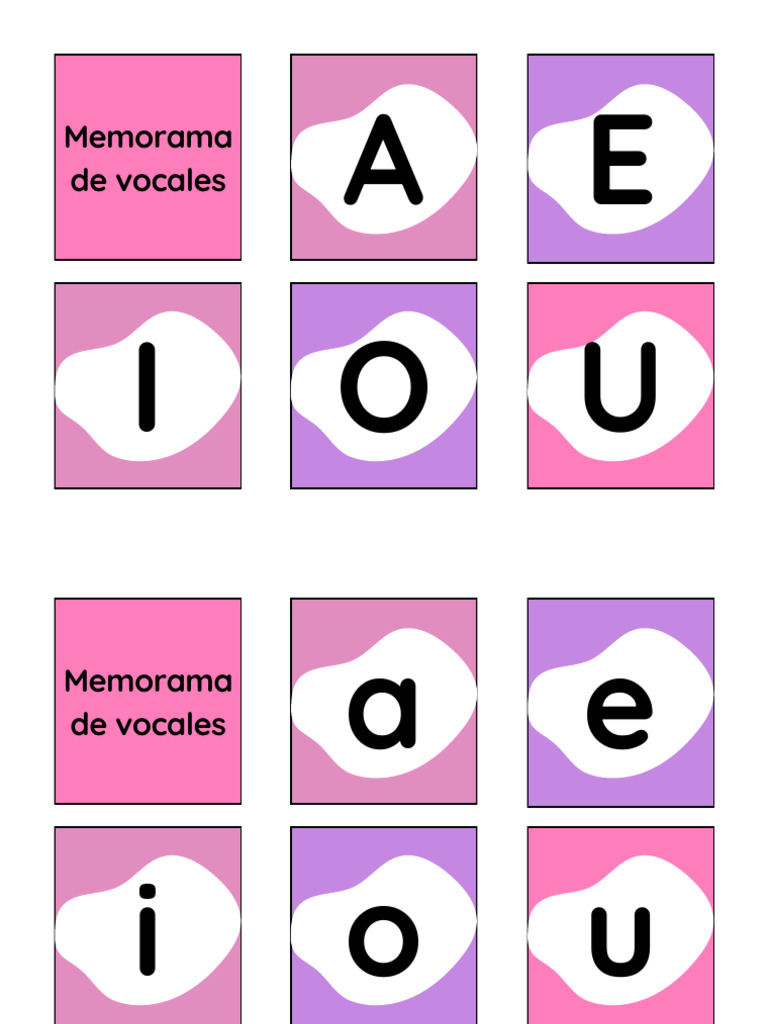 Tarjetas Memorama Vocales Ilustrativo Colorido | PDF