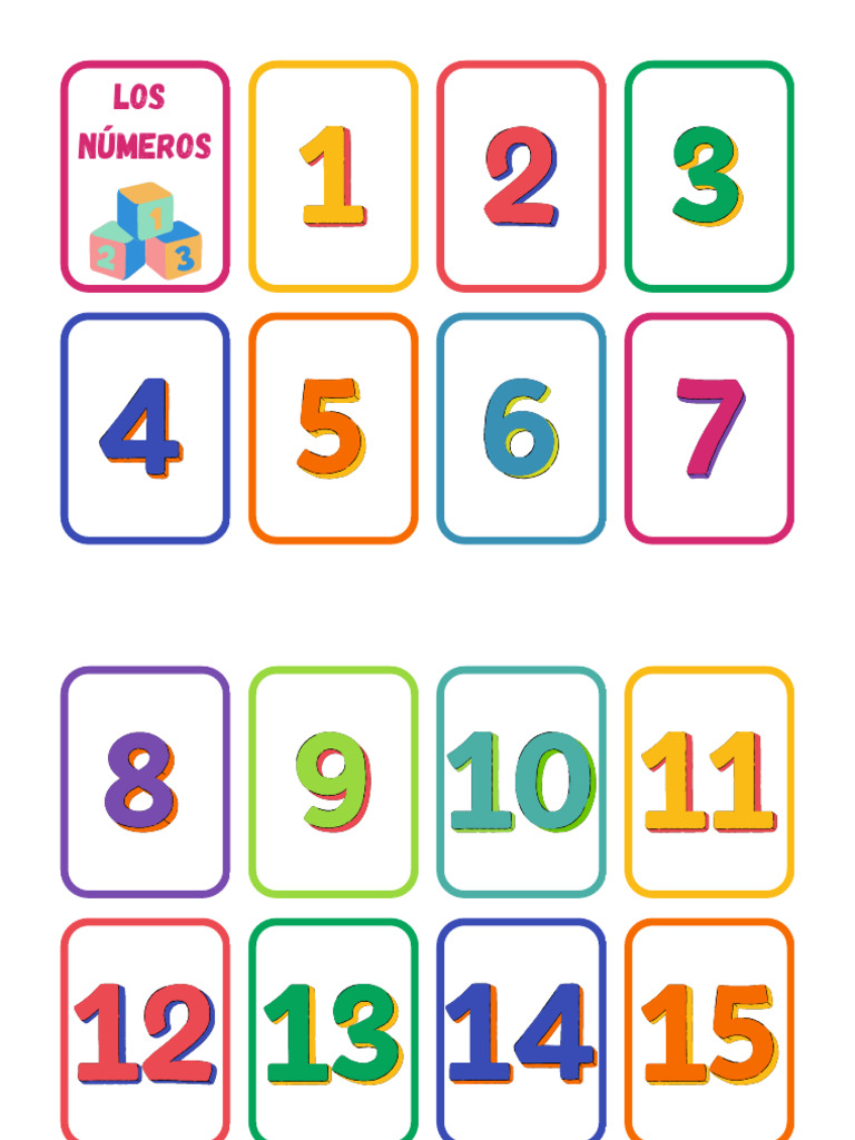 Tarjetas Educativas de Los Números Del 1 Al 120 Colorido | PDF