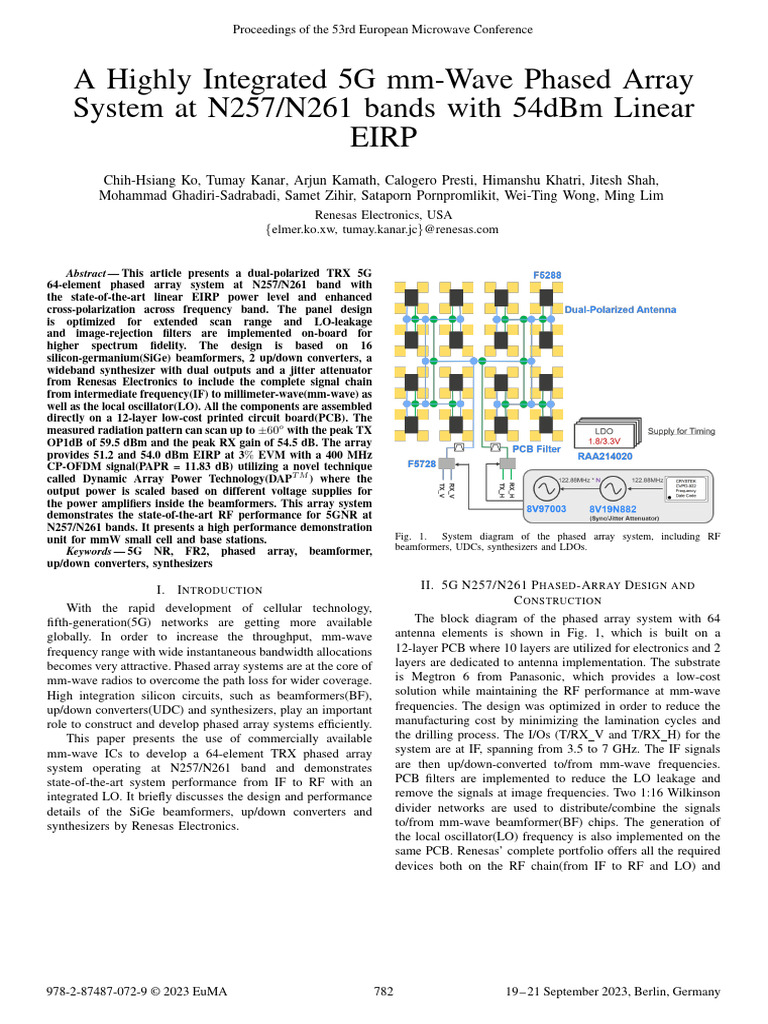 A Highly Integrated 5G Mm-Wave Phased Array System at N257 N261 Bands With 54dBm Linear EIRP ...