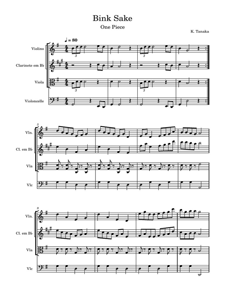 One Piece Music Score for Strings | PDF