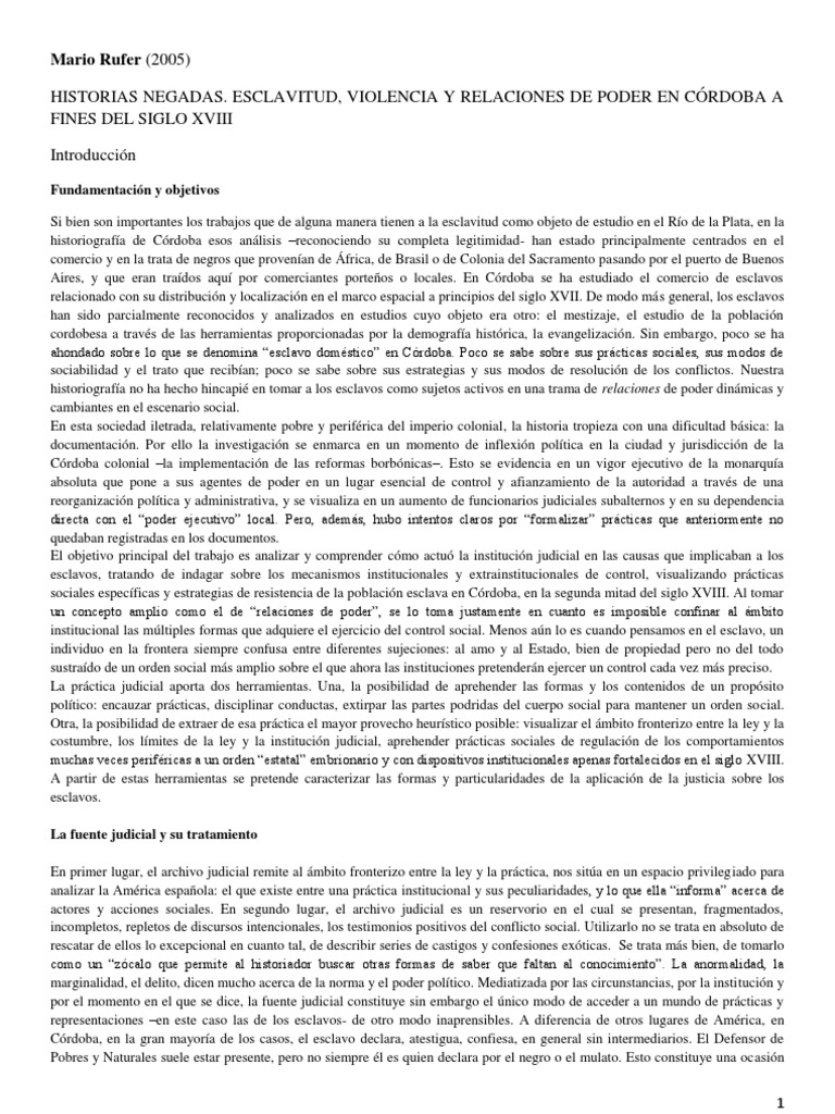 Resumen - Mario Rufer (2005) | PDF | Esclavitud | Institución