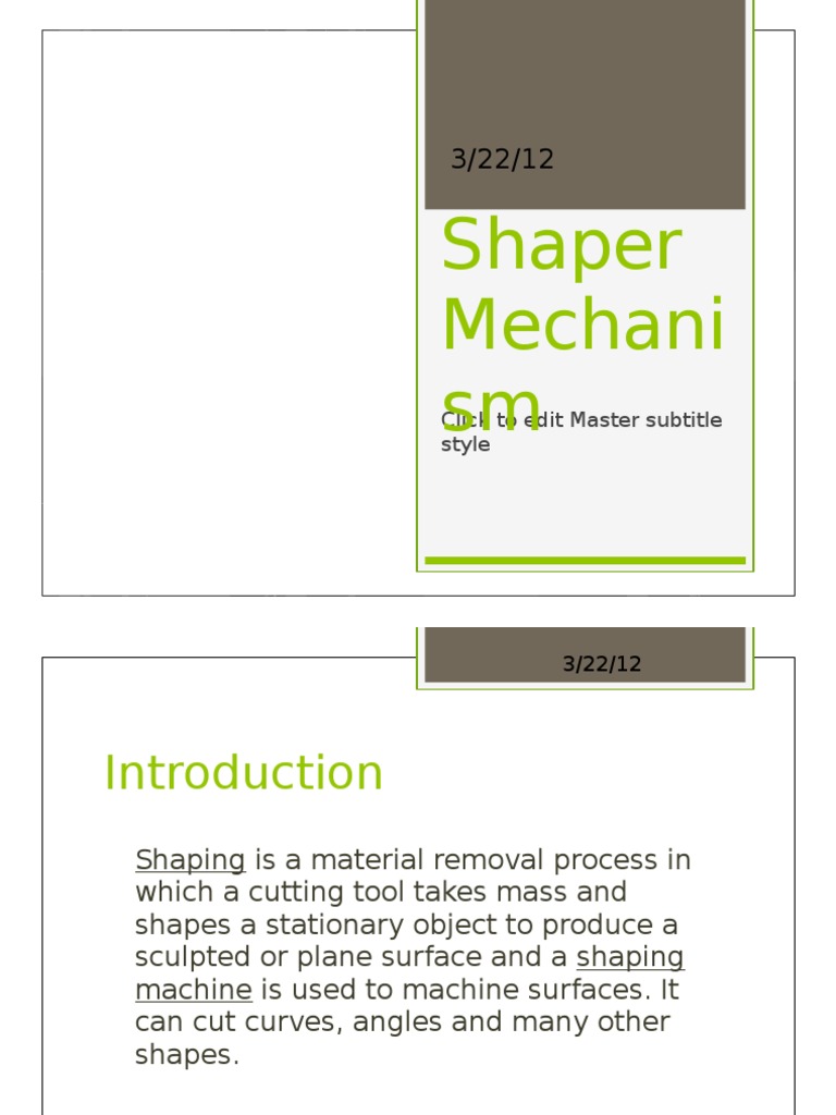 Shaper Machine Mechanisms Overview | PDF