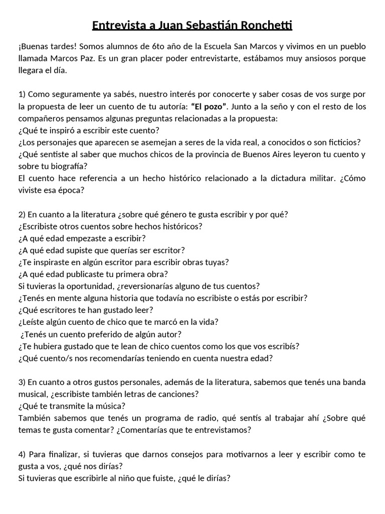 Entrevista a Juan Sebastián Ronchetti | PDF