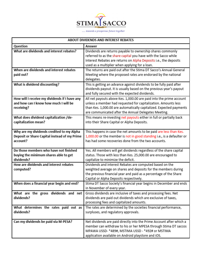 Dividends and Interest Rebates Explained | PDF | Dividend | Interest