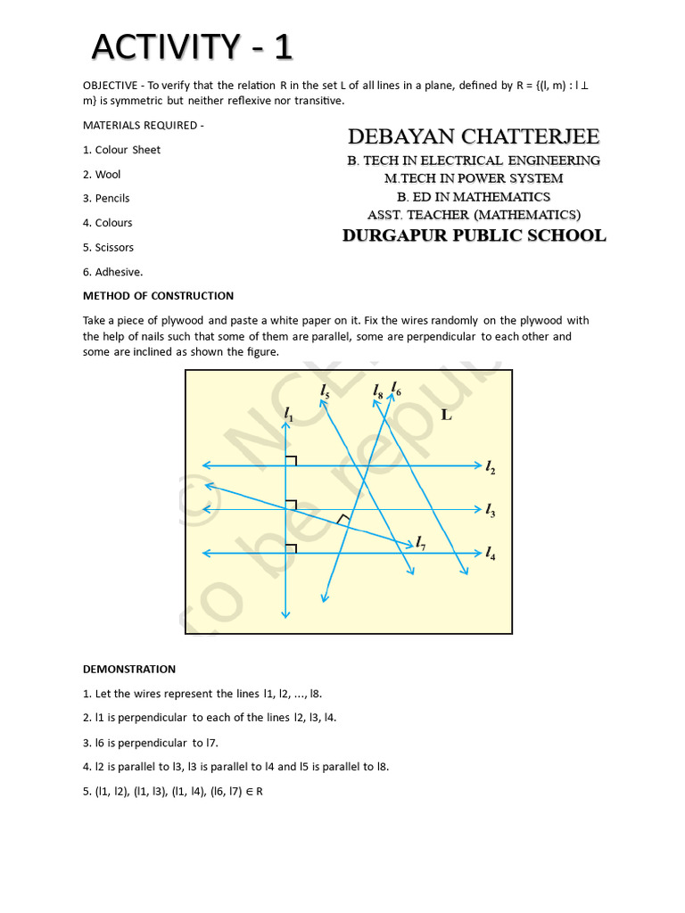 Maths Activity 1 - Class Xii by Debayan Chatterjee | PDF