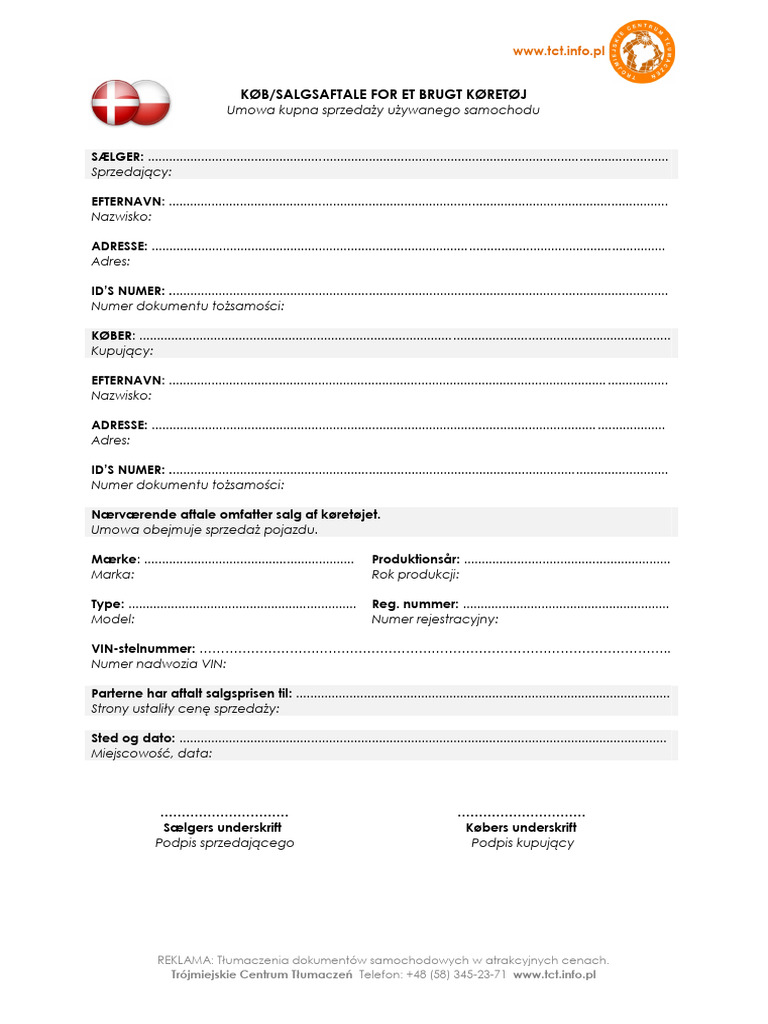 Umowa Kupna Sprzedazy Dunsko Polska Kopia | PDF