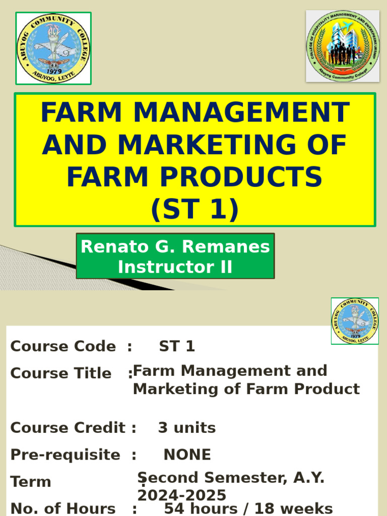 Farm Management & Marketing Course | PDF | Agriculture | Agribusiness