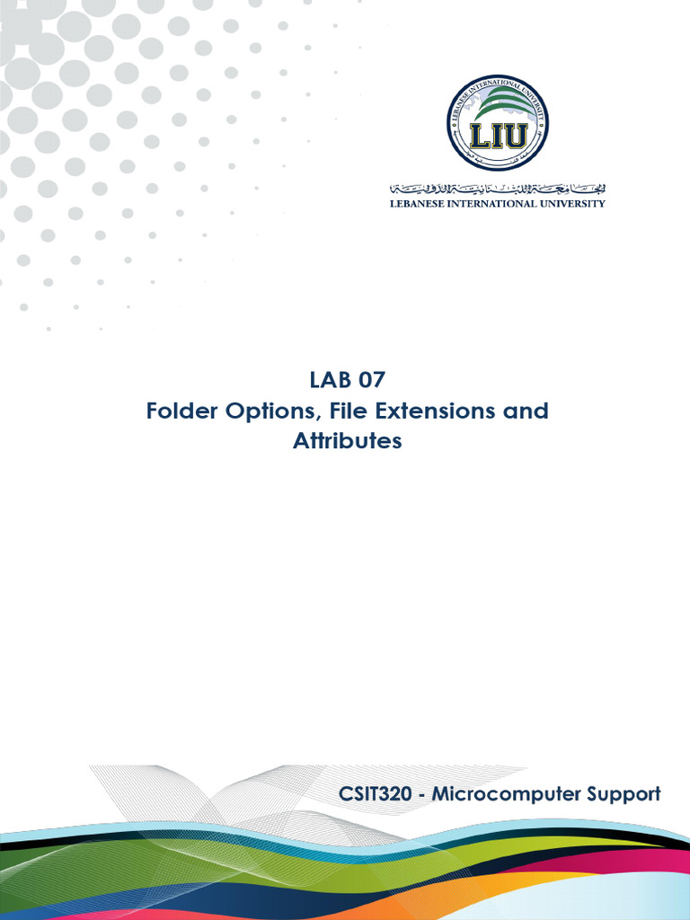 Week 5 - LAB 7 - Folder Options, File Extensions and Attributes | PDF ...
