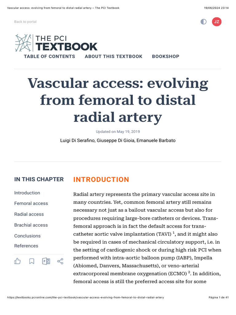 Vascular Access: Evolving From Femoral To Distal Radial Artery - The ...