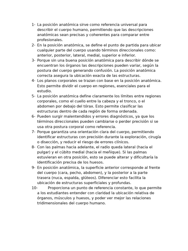 Importancia de La Posición Anatómica | PDF