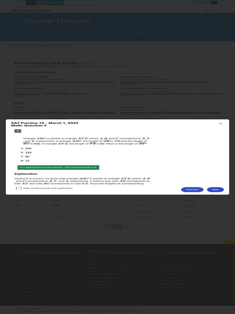 MyPractice - SAT Practice 10 - March 1, 2025 - Details | PDF | Sat