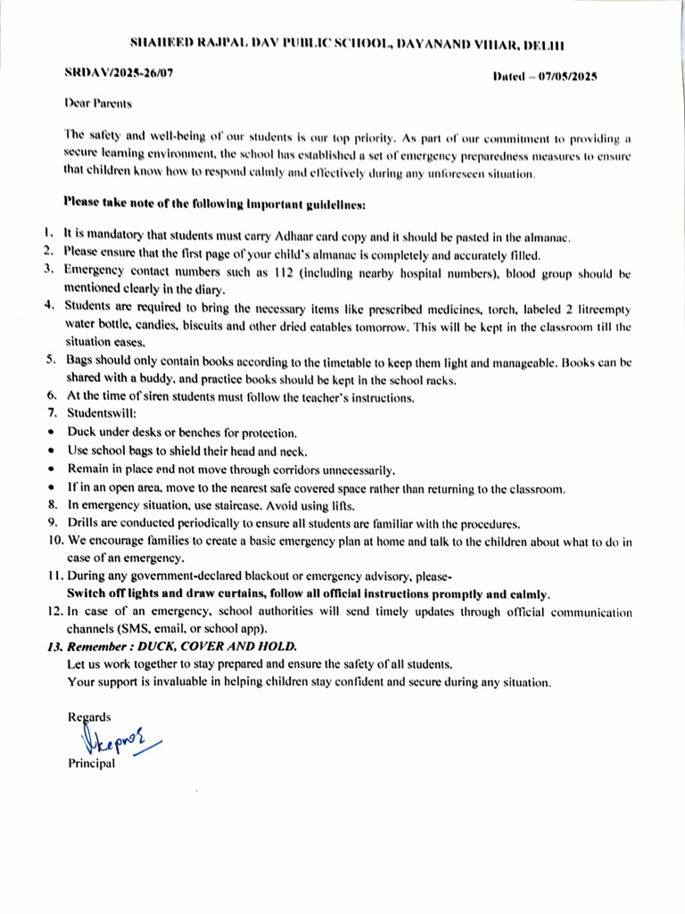 Emergency Preparedness Guidelines for Students | PDF