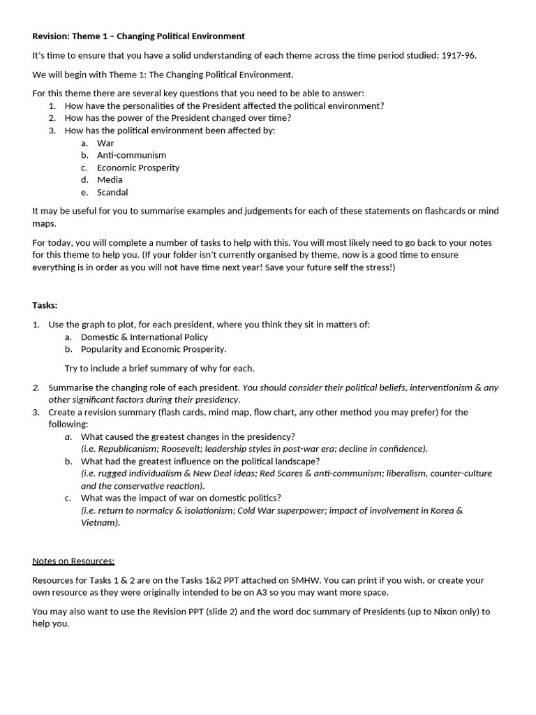 Lesson Instructions - Theme 1 Revision[1] (1) | PDF