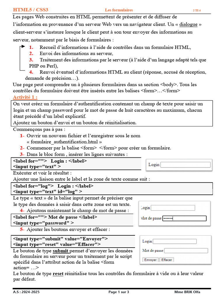 Création de formulaires HTML5 simples | PDF | Html | Informatique