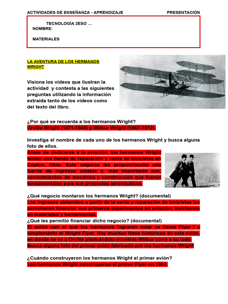 Elías Rubio Villalba - La Aventura de Los Hermanos Wright | PDF | Los ...
