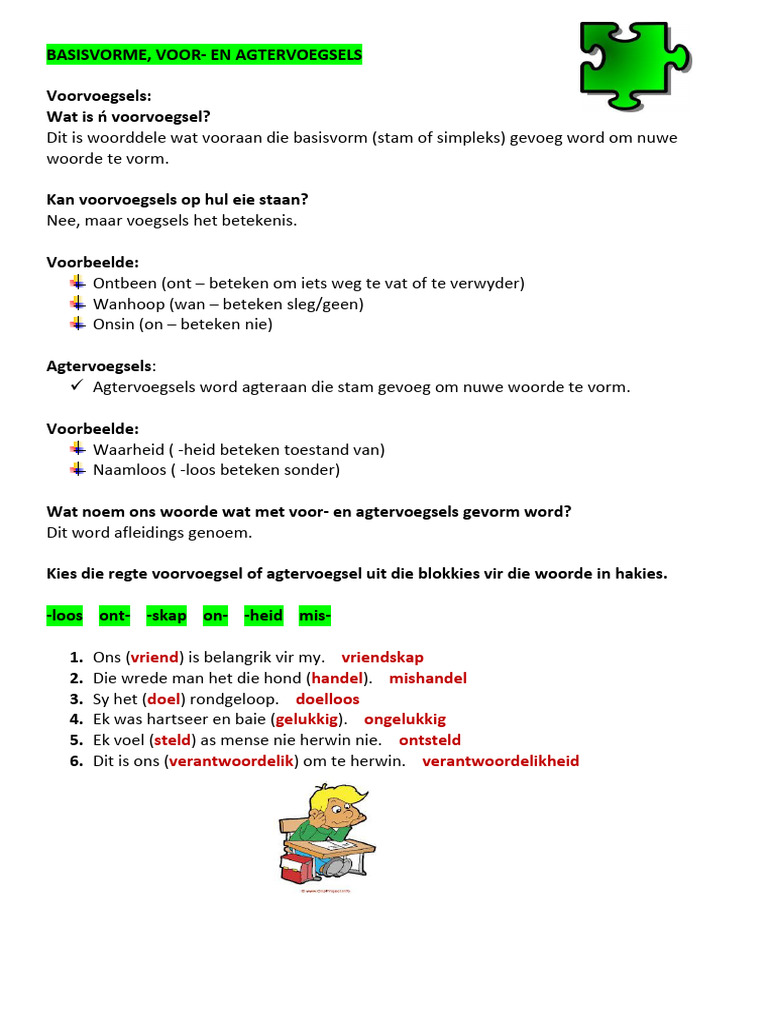 Basisvorme, Voor-En Agtervoegsels 01 | PDF