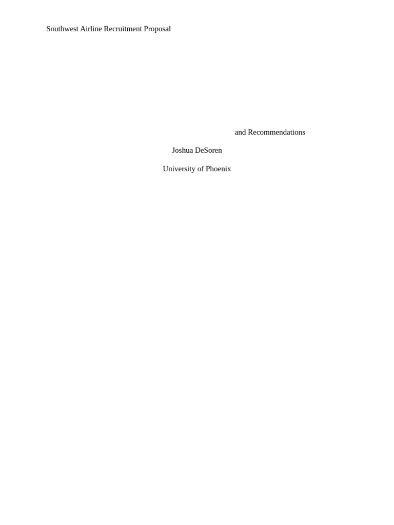 ORGCB:535 Comp 2 - Southwest Airlines Pilot Recruitment Proposal and ...