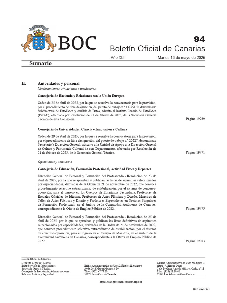 Boc S 2025 094 | PDF | Islas Canarias