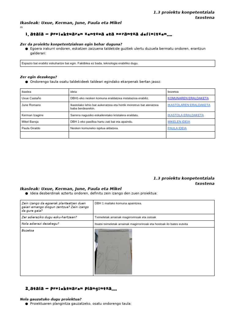1.3 Proiektu Konpetentziala - Txostena | PDF