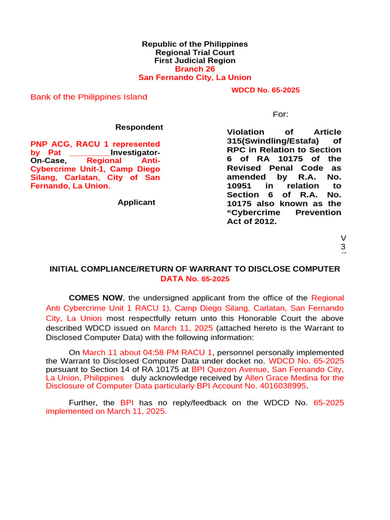 Initial Return - (1) | PDF | Government | Public Law
