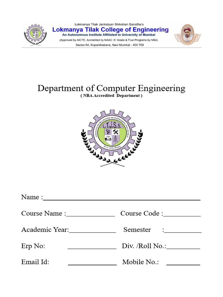 Lab Manual Cover Page | PDF
