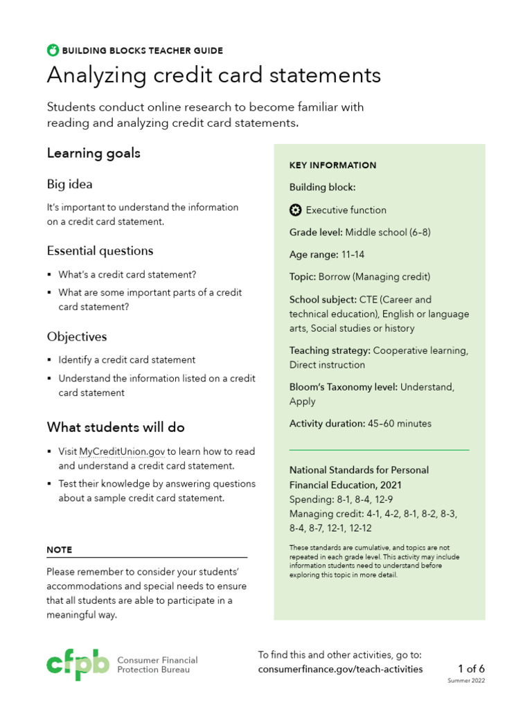 CFPB Building Block Activities Analyzing-Credit-Card-Statements Guide ...