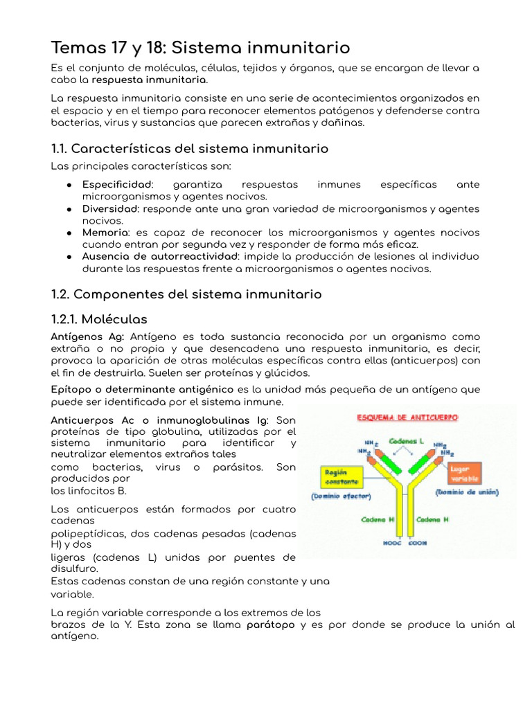 Temas 17 y 18 Sistema Inmunitario | PDF | Sistema inmune | Linfocitos