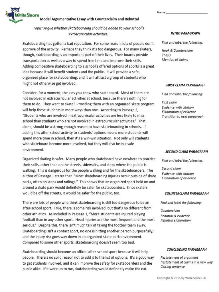 Argumentative Essay With Counterclaim and Rebuttal | PDF