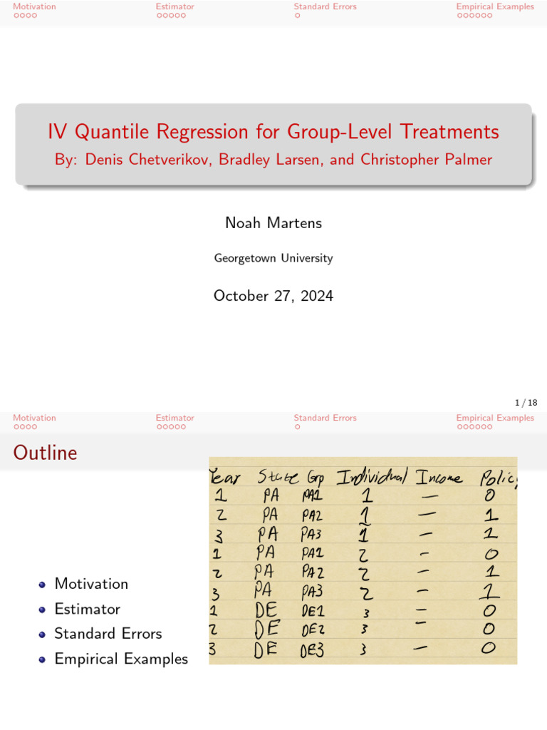 IV Quantile Regression For Group Level Treatments V2-6 | PDF ...