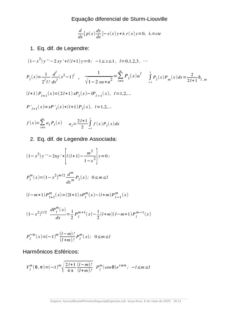 Funções de Bessel e Equações Diferenciais | PDF | Analise matemática ...