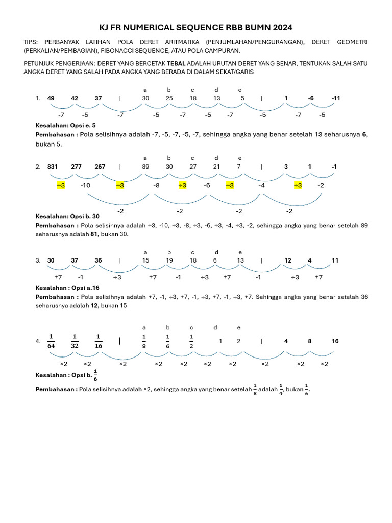 KJ FR Numerical Sequence RBB Bumn 2024 | PDF