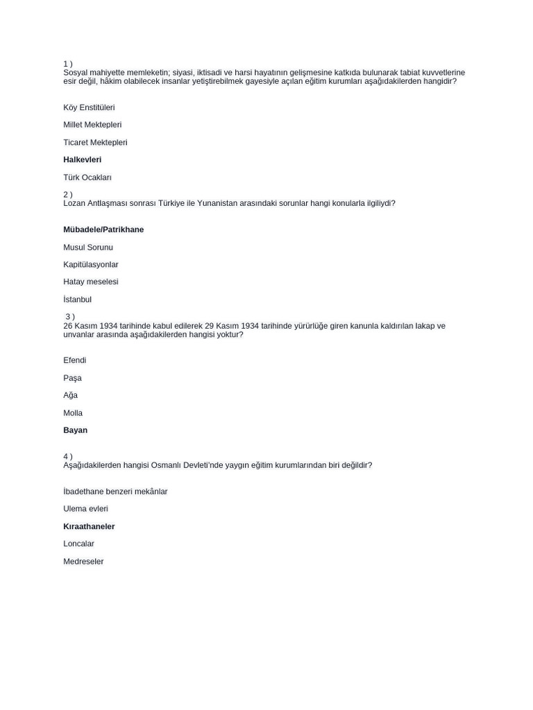 Auzef Inkilap 2 20 Soru | PDF