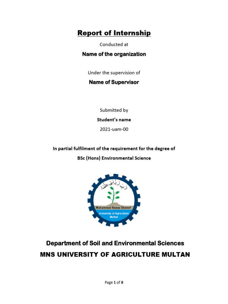 Internship Report: Environmental Science Analysis | PDF