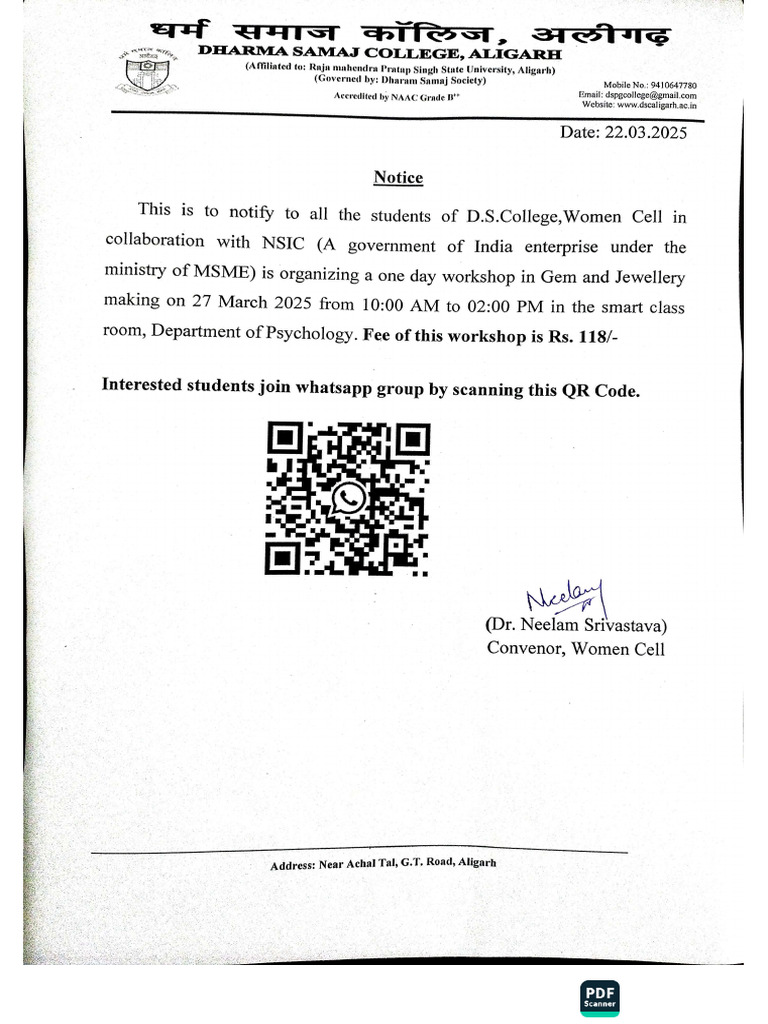 Notice Regarding Workshop | PDF