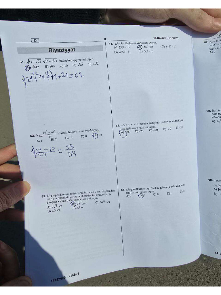 9 Mart Riyaziyyat | PDF